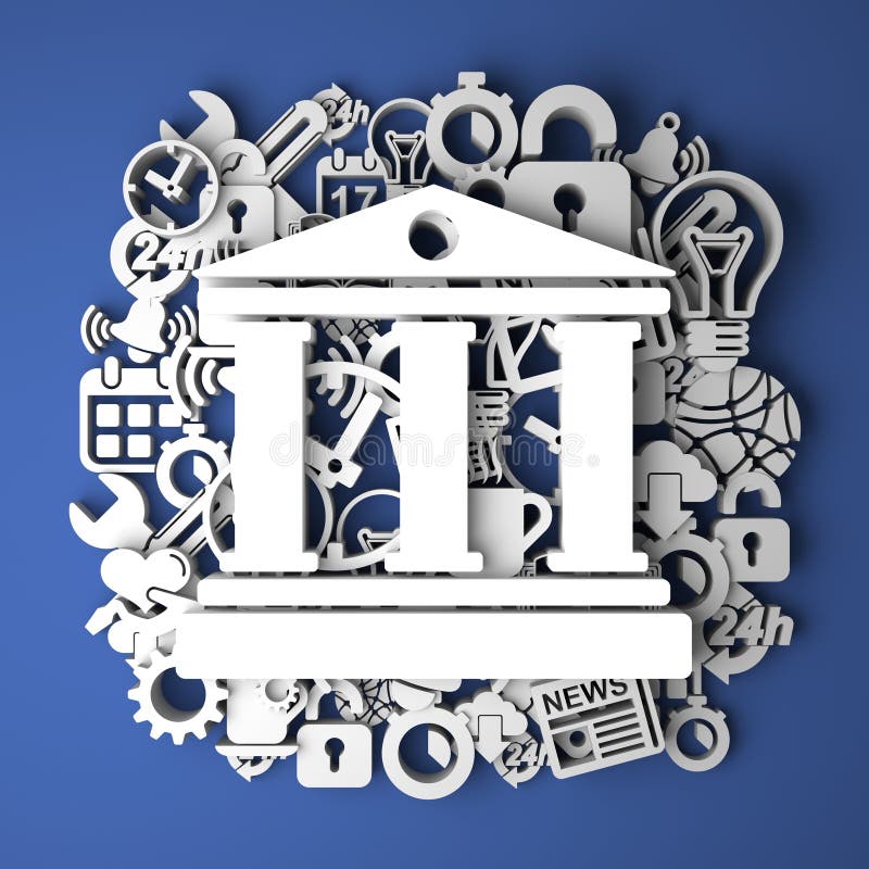 Bank Icon on Handmade Decoration of Paper. Stock Illustration ...