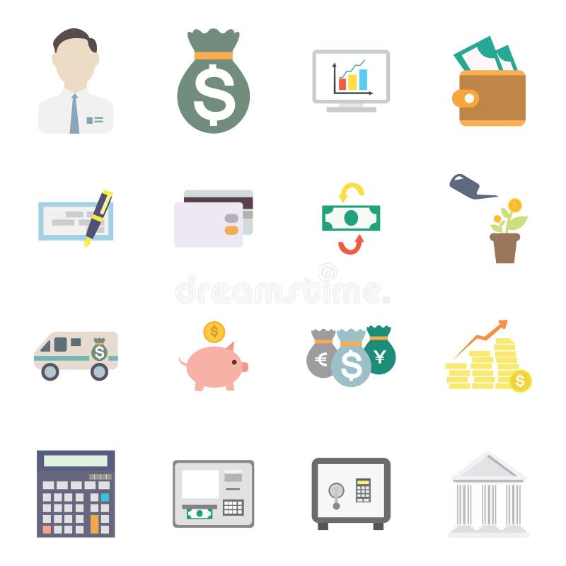 Bank icon set stock vector. Illustration of wallet, transaction - 275903030