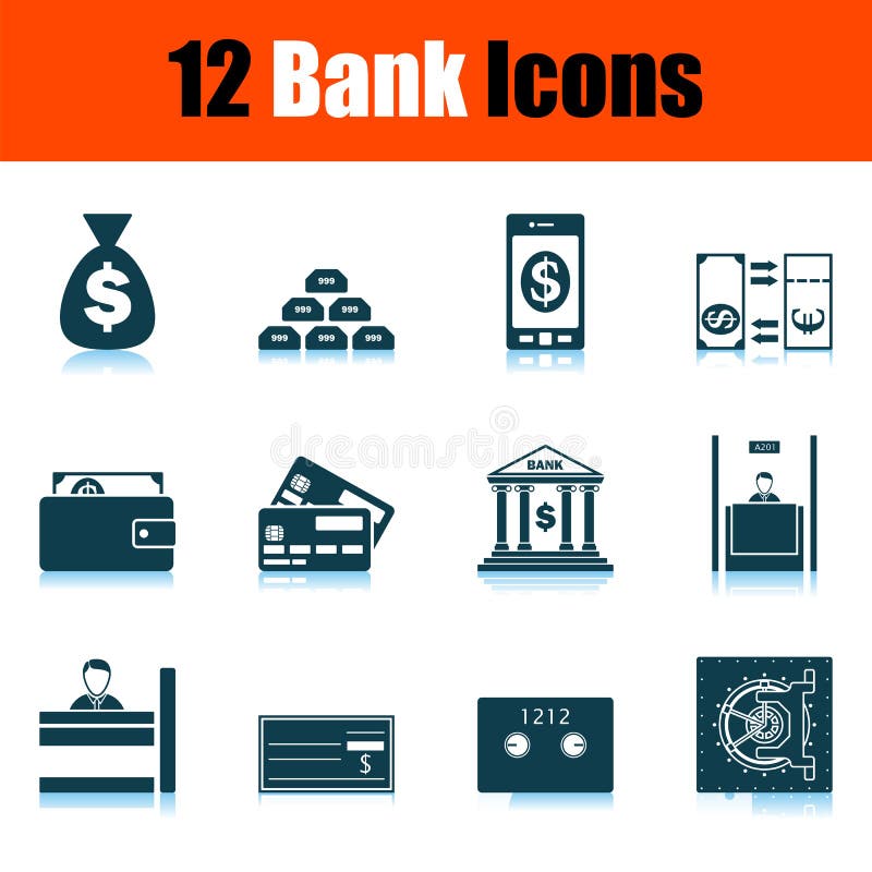 Bank Icon Set stock vector. Illustration of credit, phone - 148282199