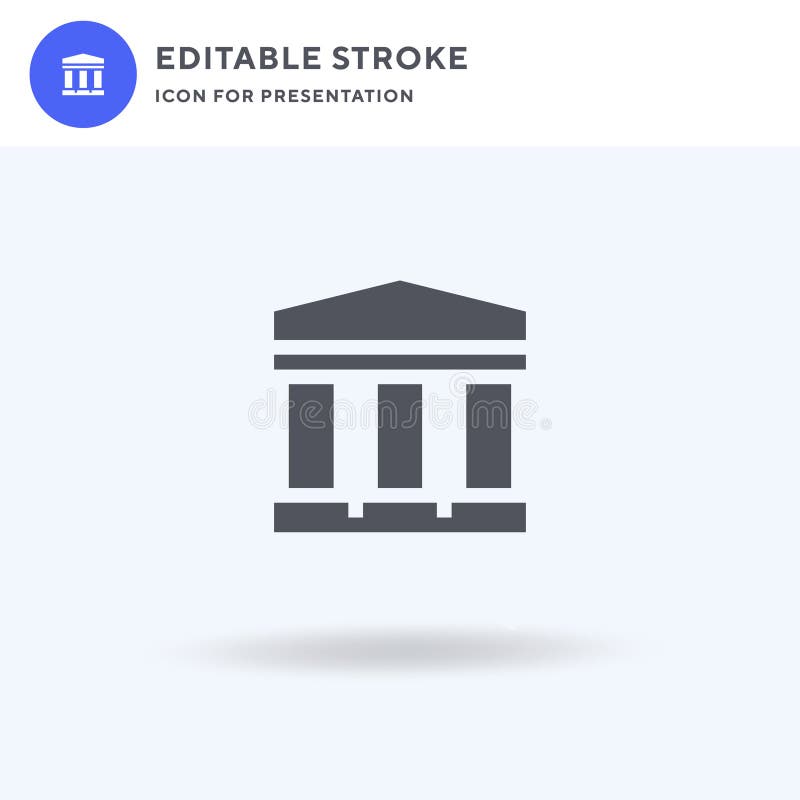 Bank Icon Vector, Filled Flat Sign, Solid Pictogram Isolated on White ...