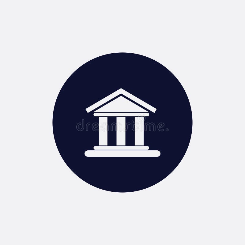 Bank Icon, Vector Illustration. Flat Round Icon Stock Illustration ...