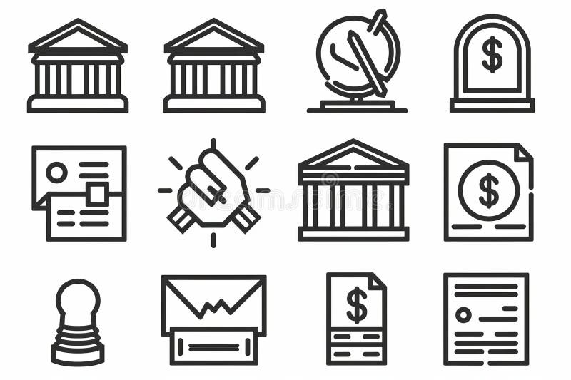 Bank Icons on White Background Stock Illustration - Illustration of ...