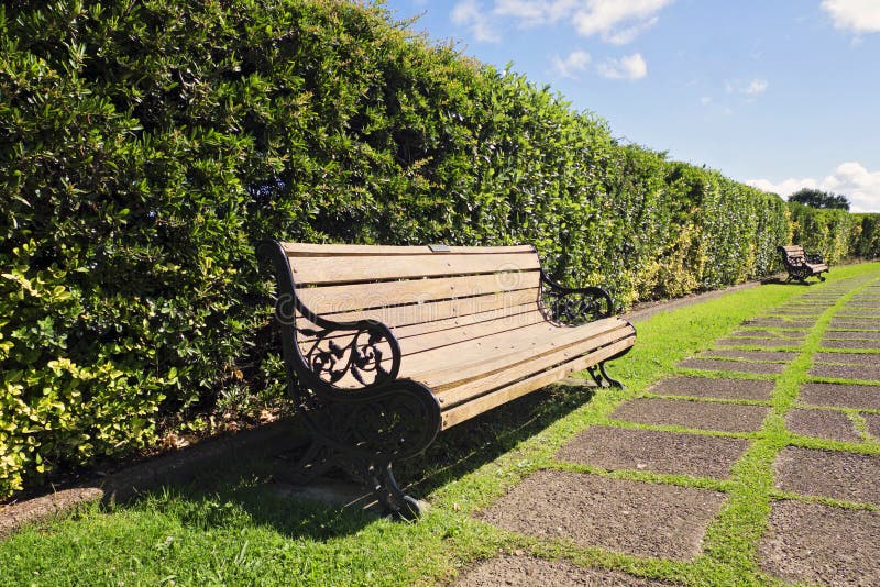 Bank im Park stockfoto. Bild von bürgersteig, garten - 88105848