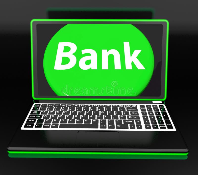 Bank Laptop Shows Internet Payments or Electronic Banking Online Stock ...