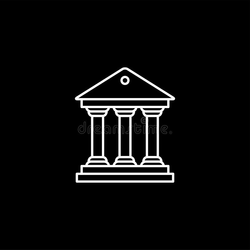 Bank Line Icon on Black Background. Black Flat Style Vector ...