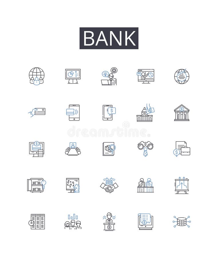 Bank Line Icons Collection. Planning, Execution, Scope, Timeline, Risk ...