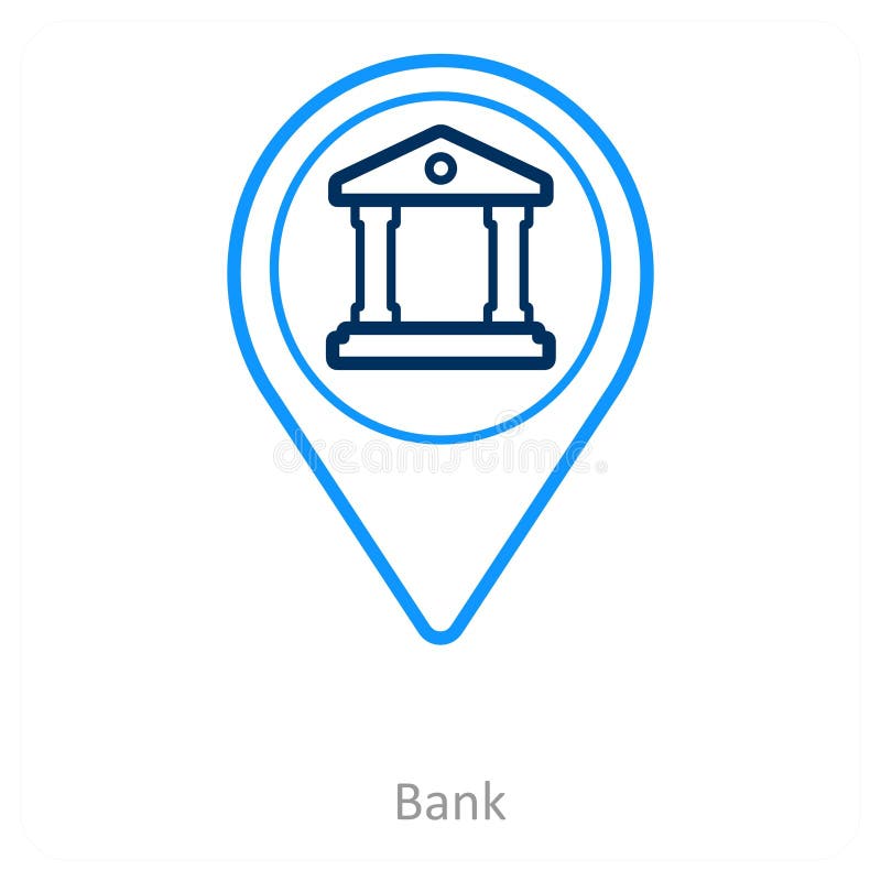 Bank and Location Icon Concept Stock Illustration - Illustration of ...