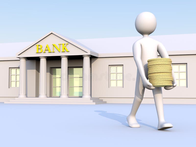 Bank & Man & Money 2 Stock Illustration - Illustration of coinstack ...