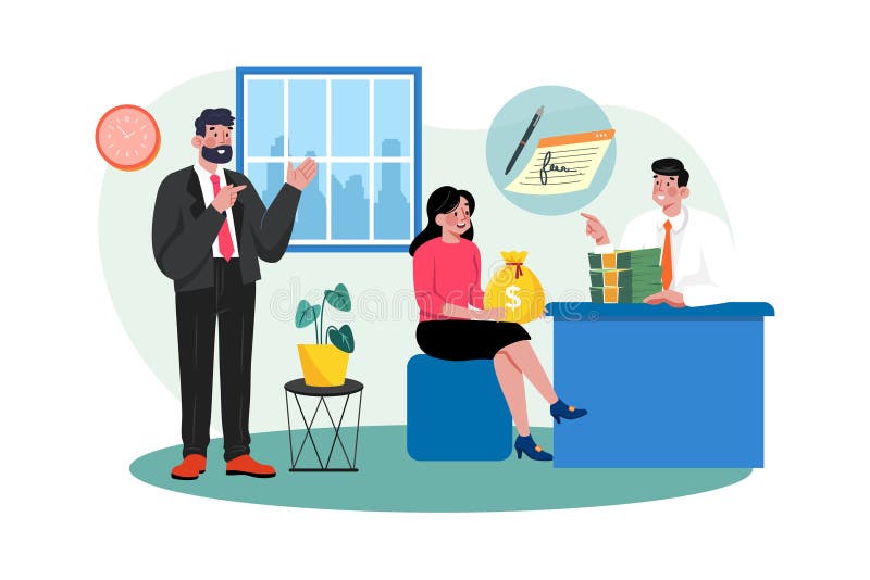 Bank Manager Overseeing the Operations of a Bank Branch Stock Vector ...