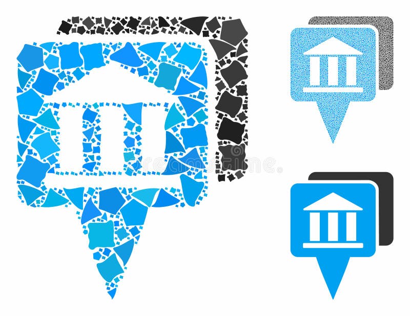 Bank Map Pointers Mosaic Icon of Unequal Elements Stock Vector ...