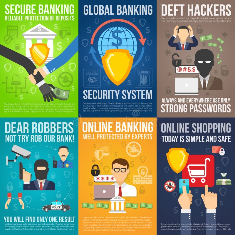 Bank Mini Posterset vektor illustrationer. Illustration av bank - 56298595