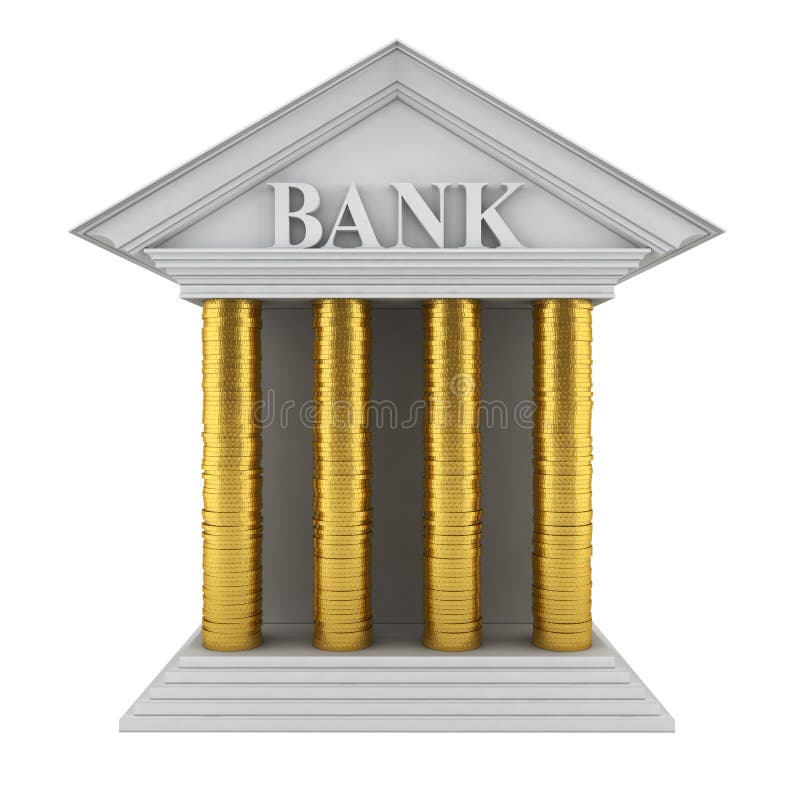 Bank Model. Stack of Coins instead of Columns Stock Illustration ...