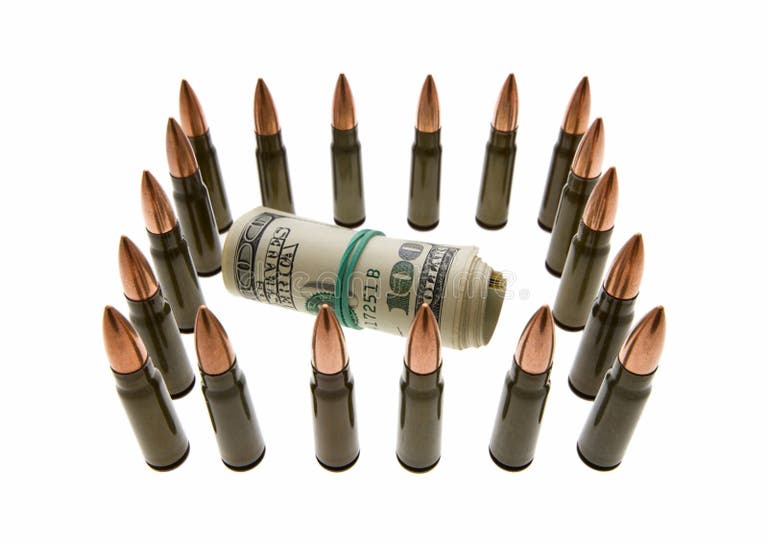 Bank Notes Roll and Bullets - Secured Cash Concept Stock Image - Image ...