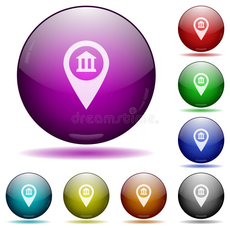 Bank Office GPS Map Location Icon in Glass Sphere Buttons Stock Vector ... Bank Office GPS Map Location Icon in Glass Sphere Buttons Stock Vector ...