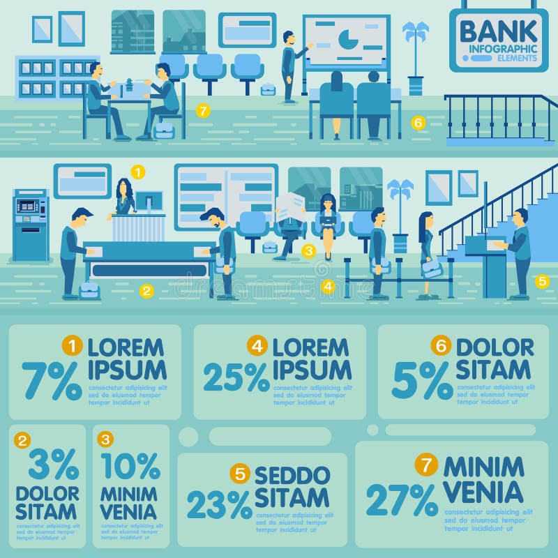 Bank Office Info Graphic Elements Stock Vector - Illustration of ...