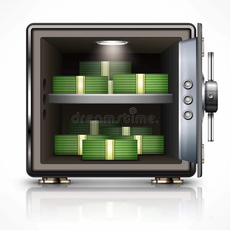 Bank open safe with money stock vector. Illustration of symbol - 51230744