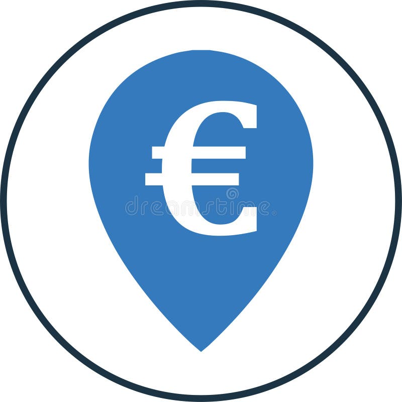 Bank Pointer, Euro Currency, Location, Map Marker, Payment Icon. Simple ...
