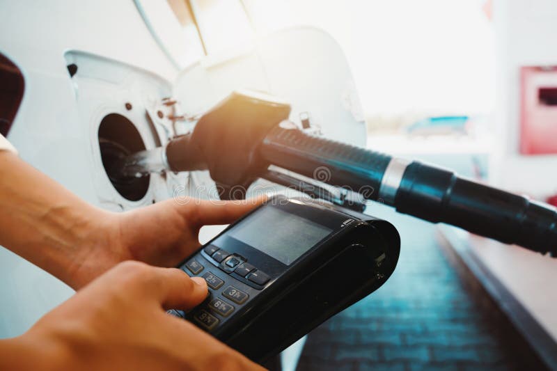 Bank Pos Ready To Pay for a Car Fuel Refueling Stock Photo - Image of ...