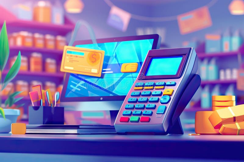 Bank Pos Ready To Start the Transaction. Generative AI Stock ...