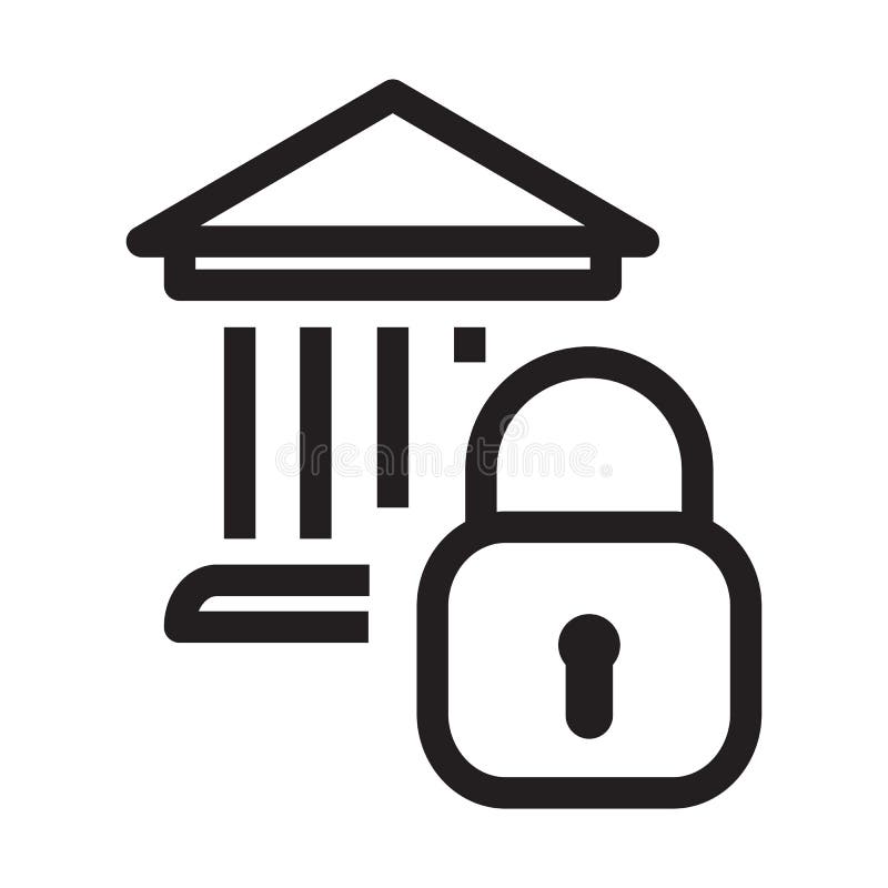 Bank Protection Icon in Outline Style on White Background. Stock Vector ...