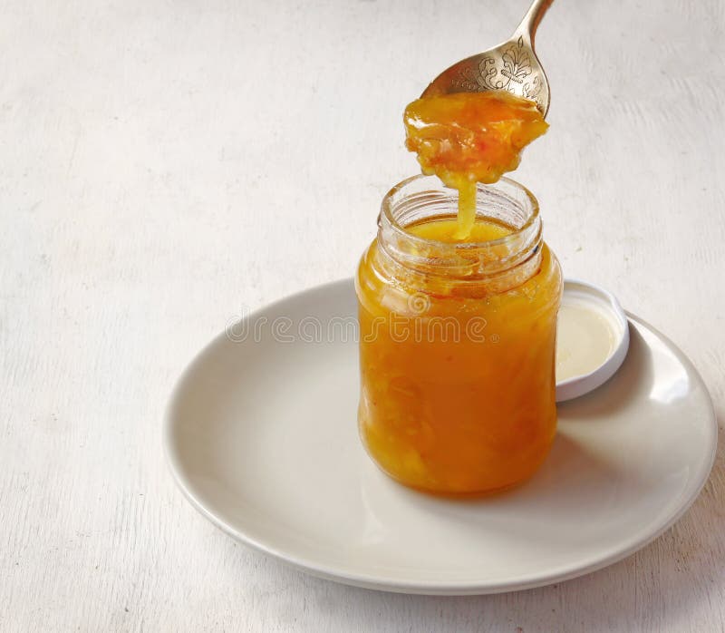 Bank with Quince Jam on the Table Stock Image - Image of juicy, fruit ...