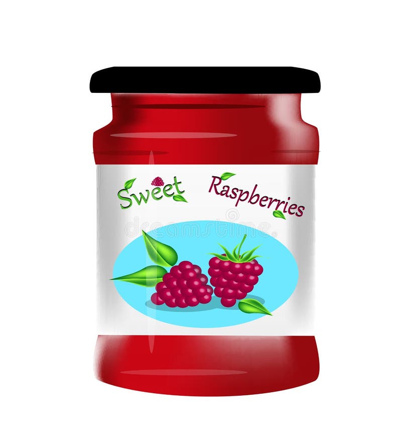 Bank of raspberry jam stock illustration. Illustration of kitchen ...