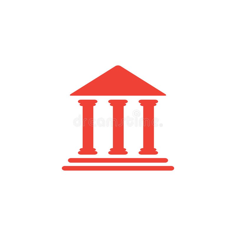 Bank Red Icon on White Background. Red Flat Style Vector Illustration ...