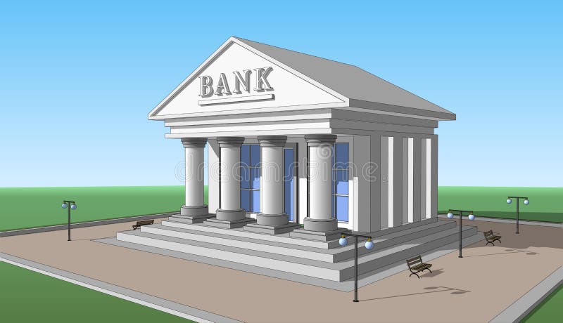 Bank, right side view 02 stock vector. Illustration of center - 47454413