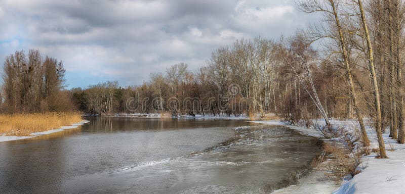 Riverbank in the spring stock image. Image of cold, river - 113170979
