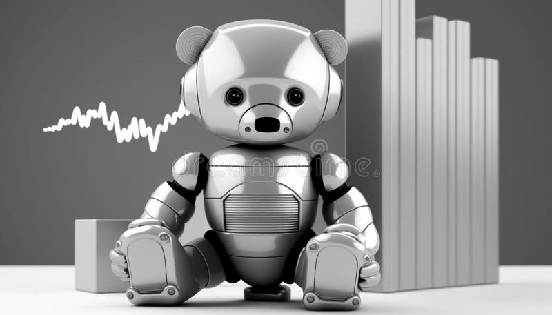 Bank and Robot Icons on Graph Chart Background. Generative AI Stock ...