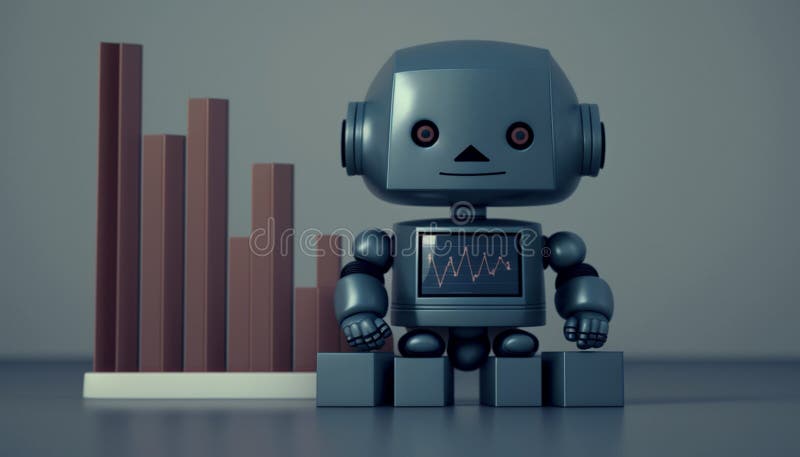 Bank and Robot Icons on Graph Chart Background. Generative AI Stock ...