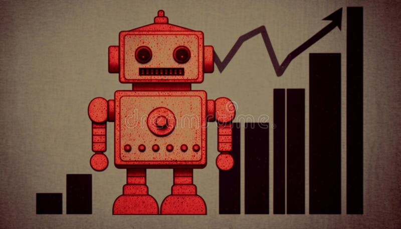 Bank and Robot Icons on Graph Chart Background. Generative AI Stock ...