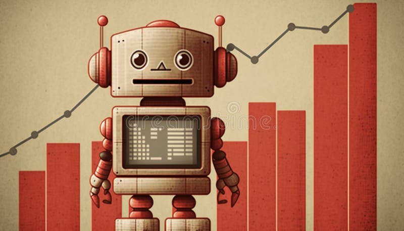 Bank and Robot Icons on Graph Chart Background. Generative AI Stock ...