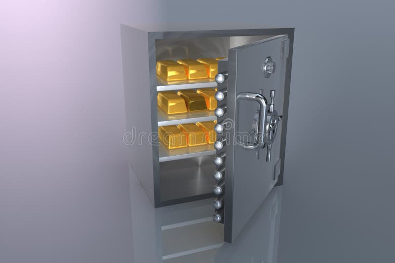 Bank safe and gold stock illustration. Illustration of open - 12269336