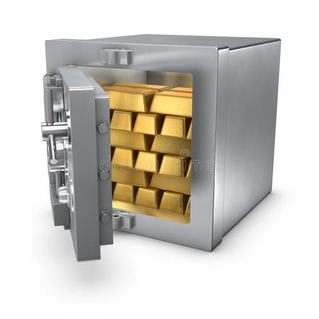 Bank safe with gold bars stock illustration. Illustration of bars ...