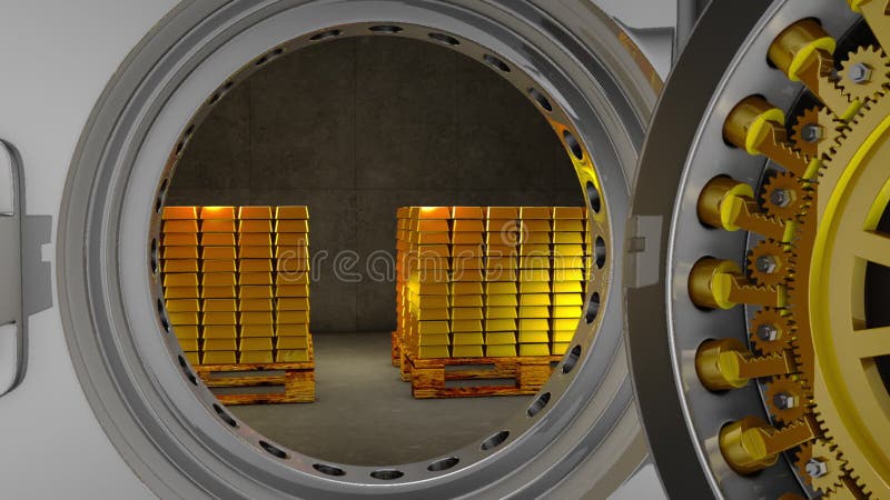 Bank safe and gold bars stock footage. Video of inside - 140767808
