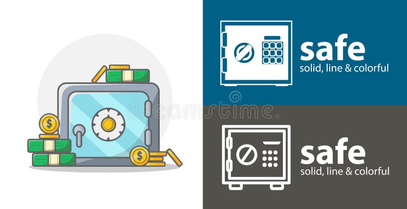 Bank Safe Isolated Flat Icon. Business Money Line Solid Design Element ...