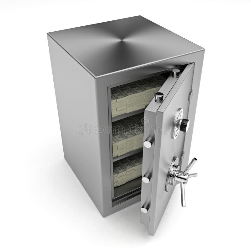 Bank safe with money stock illustration. Illustration of compartment ...