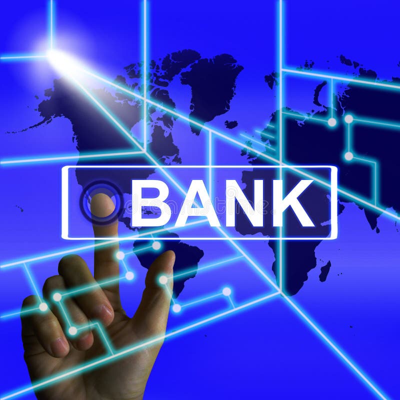 Bank Screen Indicates Online and Internet Banking Stock Illustration ...