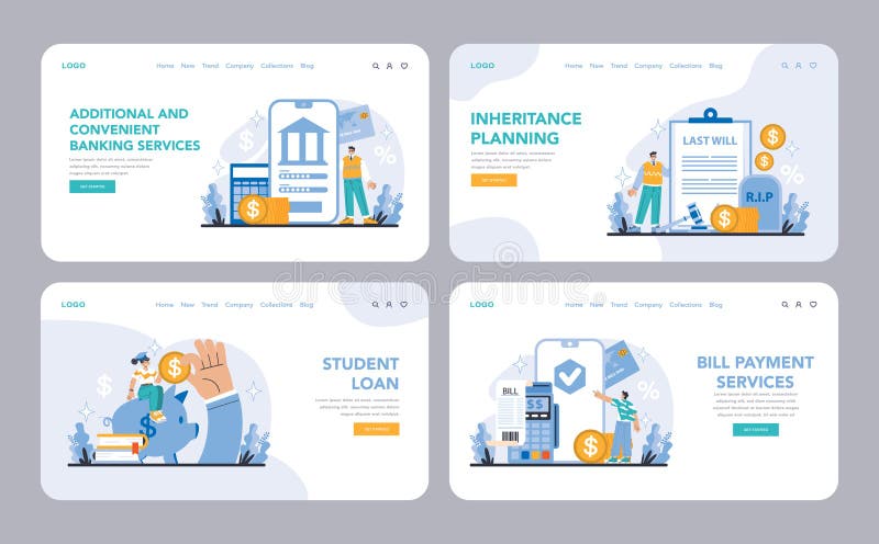 Bank Services Concept. Flat Vector Illustration. Stock Vector - Illustration of loan, bill ...