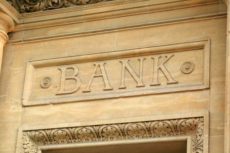Bank sign stock image. Image of interest, horizontal - 14105975