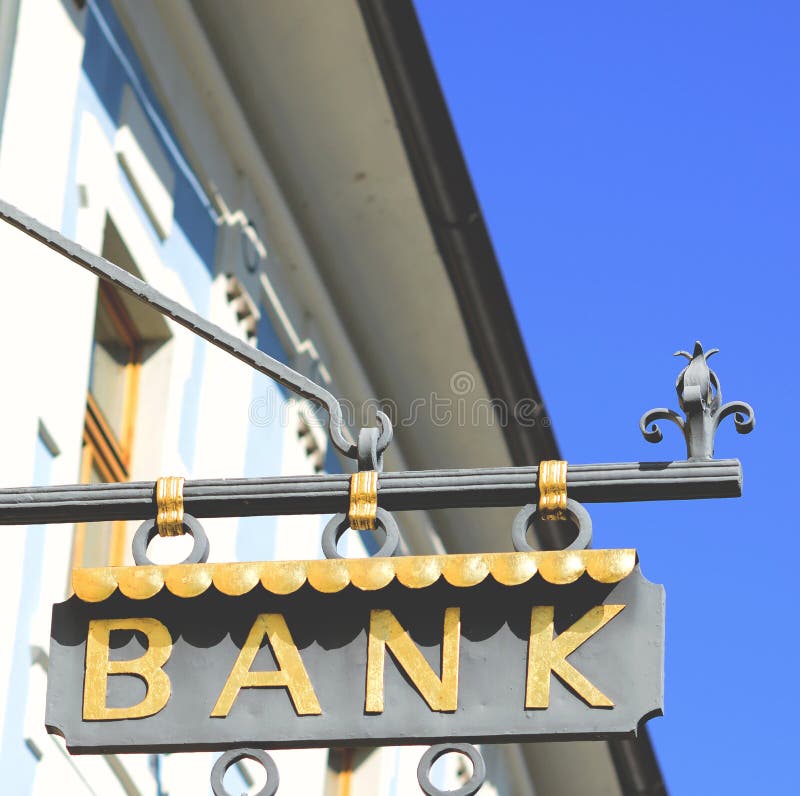 Bank sign stock image. Image of building, services, branch - 151676297