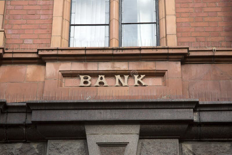 Bank Sign on Building stock photo. Image of bank, entrance - 191679672