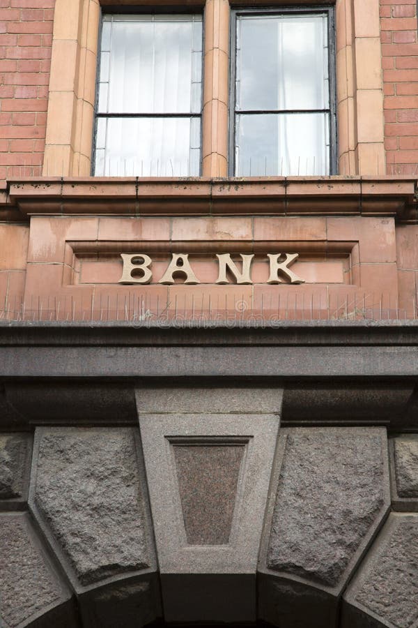 Bank Sign on Building stock image. Image of saving, bank - 191679697
