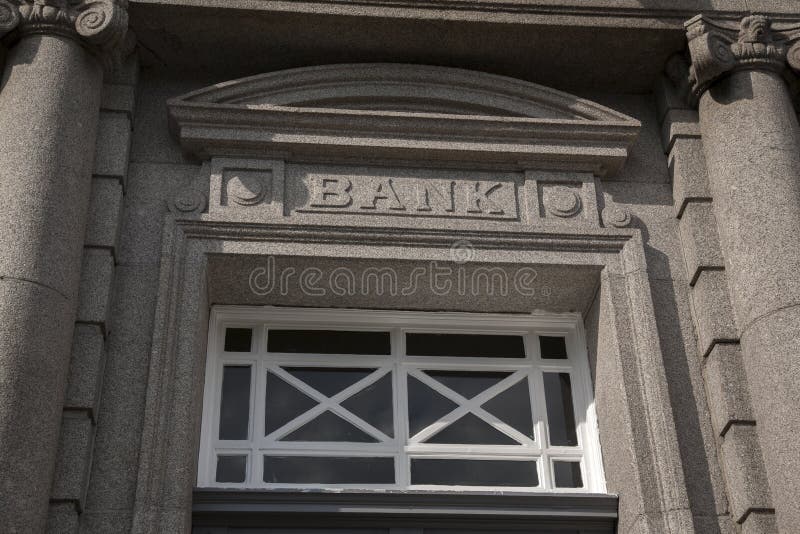 Bank Sign stock photo. Image of brickwork, window, stone - 52340816