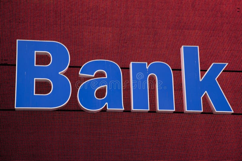 Bank sign on LED board stock photo. Image of blue, computer - 10926904