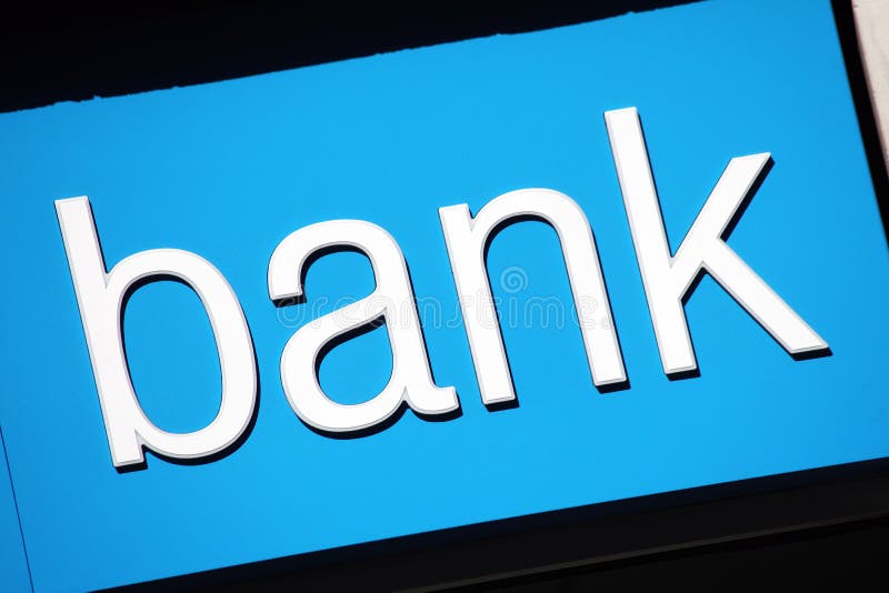 Bank sign stock image. Image of interest, horizontal - 14105975