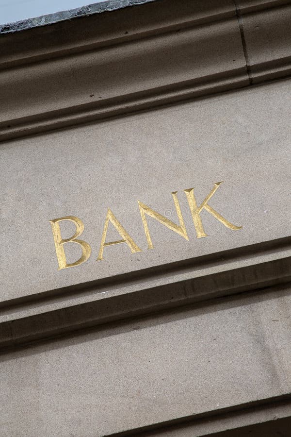 Bank Sign stock photo. Image of stone, entrance, finance - 88046426
