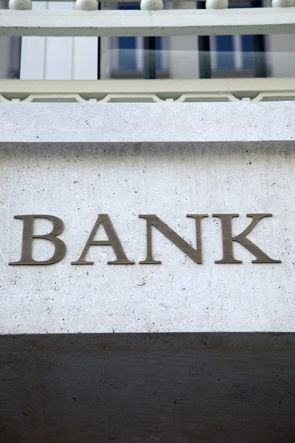 Bank Sign stock photo. Image of sign, font, branch, wall - 88127150