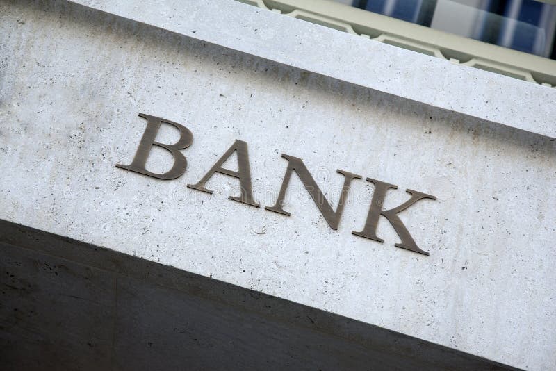 Bank Sign stock photo. Image of sign, angle, money, entrance - 88127970